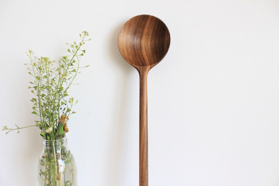 Large Walnut Wooden Spoon for Salad Carved Wooden Utensils - Etsy