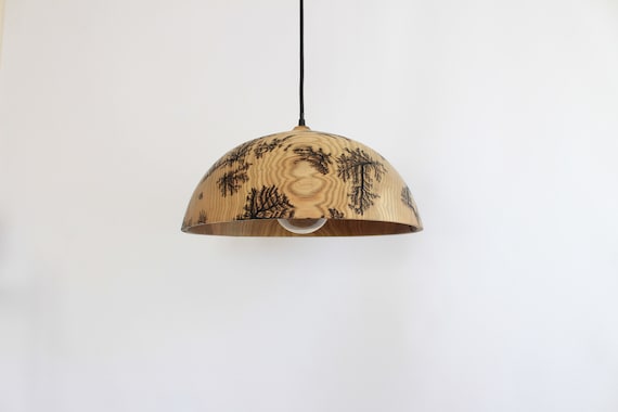 Large Rustic Wood Pendant Light Unique Hanging Chandelier for | Etsy