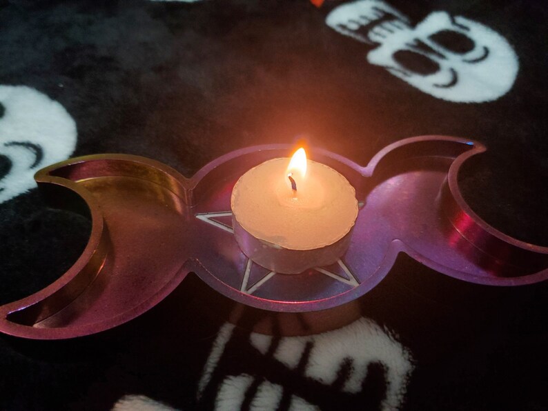 Triple Moon Trinket Dish, Triple Moon Goddess, Resin Candle Holder ...