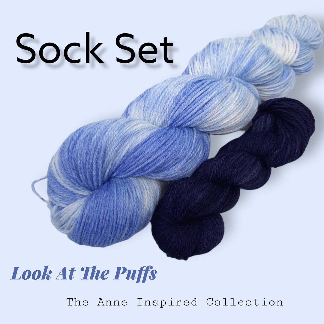 Look at the Puffs, Sock Set, Contrasting Sock Set, Hand Dyed Yarn, Sock ...
