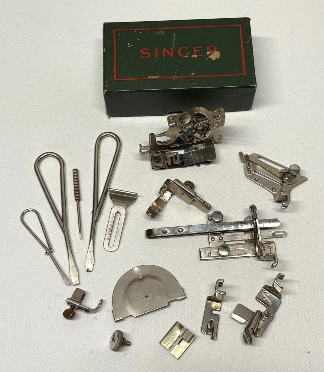 Vintage Singer Sewing Machine Attachments & Parts + Singer Box - Etsy