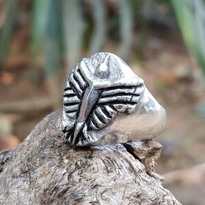 Silver Flying Bird Raven Charm Ring , Symbol of Wisdom and Prophesy Ancient Majestic Artefact ...