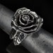 Silver Blooming Rose Ring Sculpture , Blossoming Shiny Flower Jewelry ...
