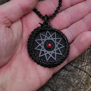 Black Ouroboros Shadow Hendecagram Dragon Necklace , World Serpent Dark ...