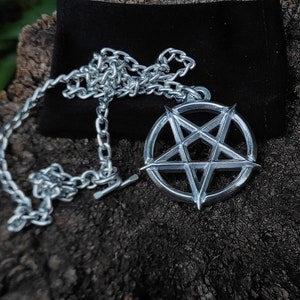 Inverted Pentagram Satanic Curb Chain Necklace , Black Metal Jewelry ...