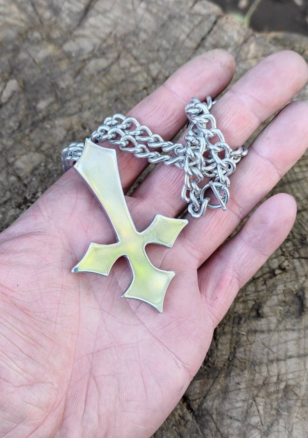 Antichristian Inverted Cross Metal Necklace Big Satanic - Etsy