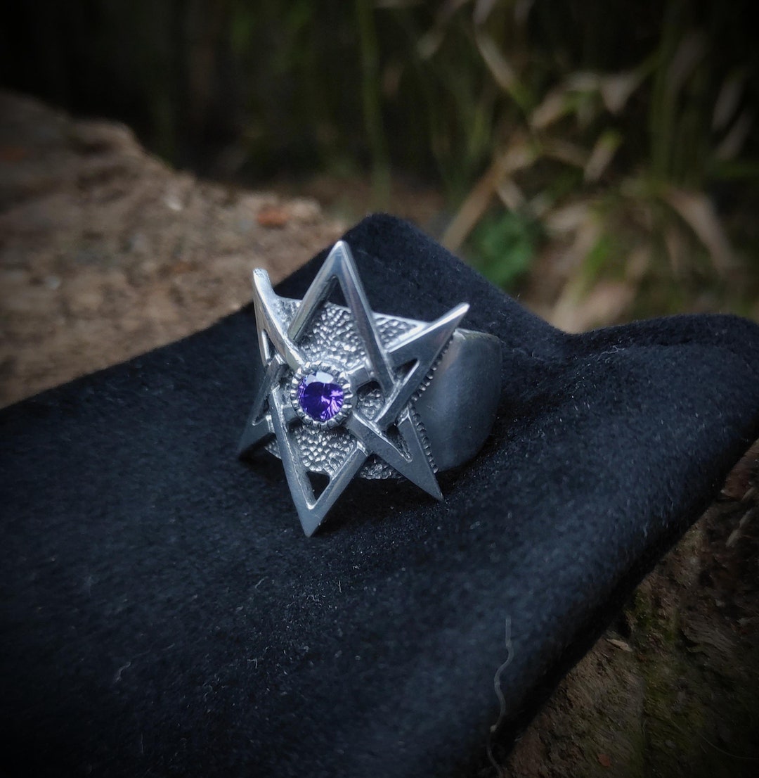 Unicursal Hexagram Star Ring Thelemic Symbol , Occult Mysterious ...