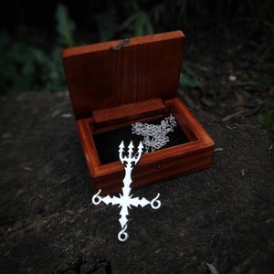 Upside Down Inverted Cross Necklace With Trident , Cable Style Chain ...