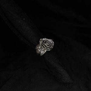 Silver Blooming Rose Ring Sculpture , Blossoming Shiny Flower Jewelry ...
