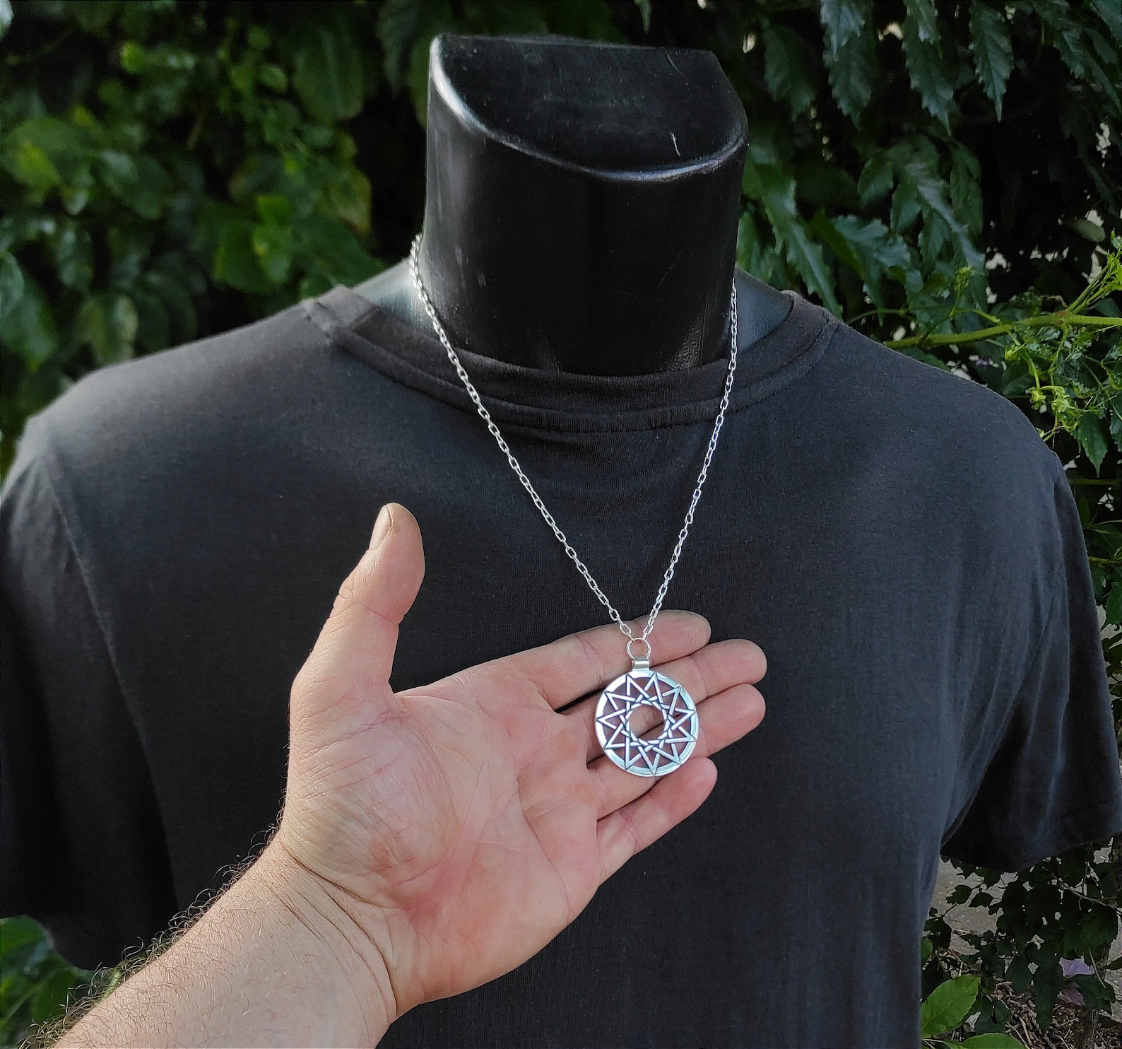 Silver Hendecagram Star Necklace , Chaos Anti Cosmic Energy Pendant ...