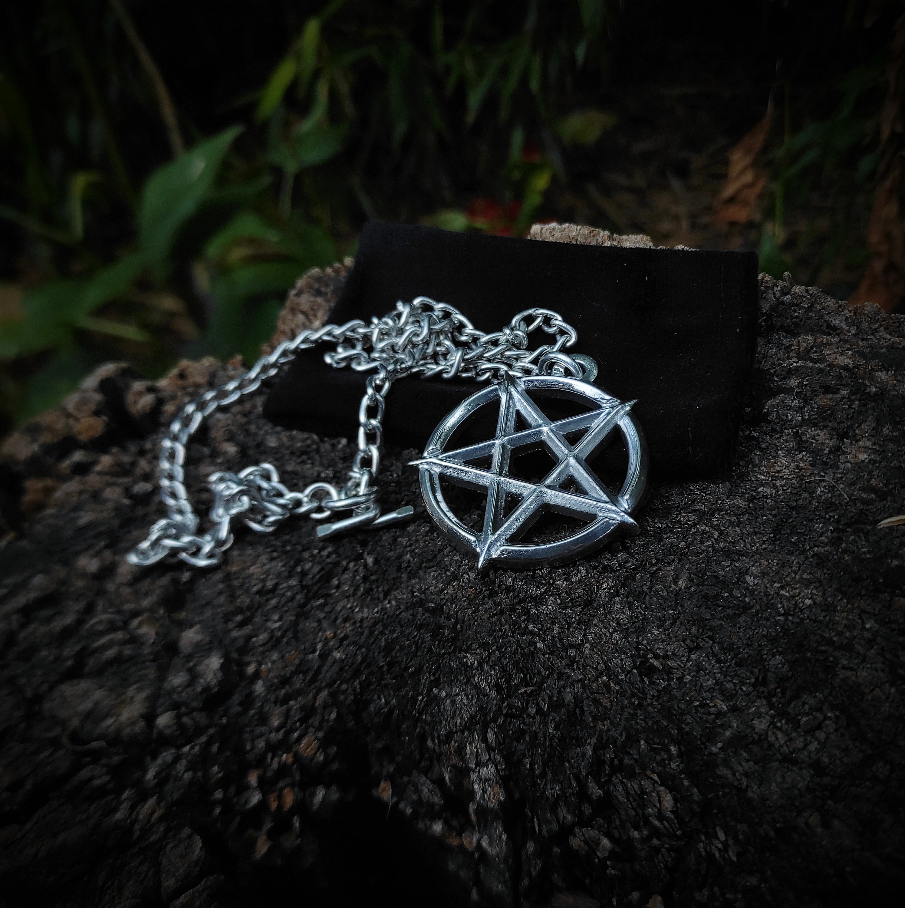 Inverted Pentagram Satanic Curb Chain Necklace , Black Metal Jewelry ...