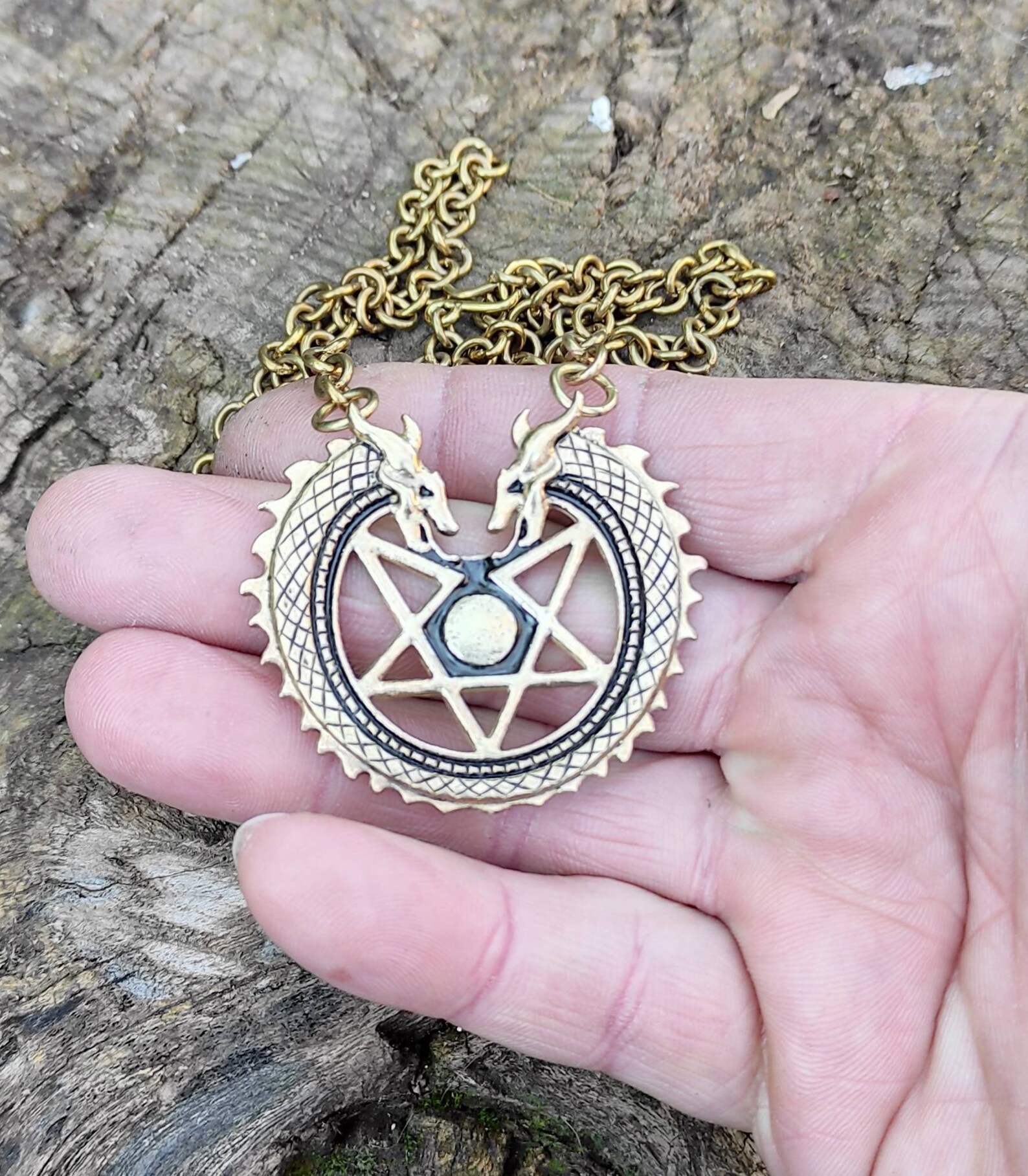 Tiamat Golden Serpent Mother Dragon Necklace Ancient - Etsy