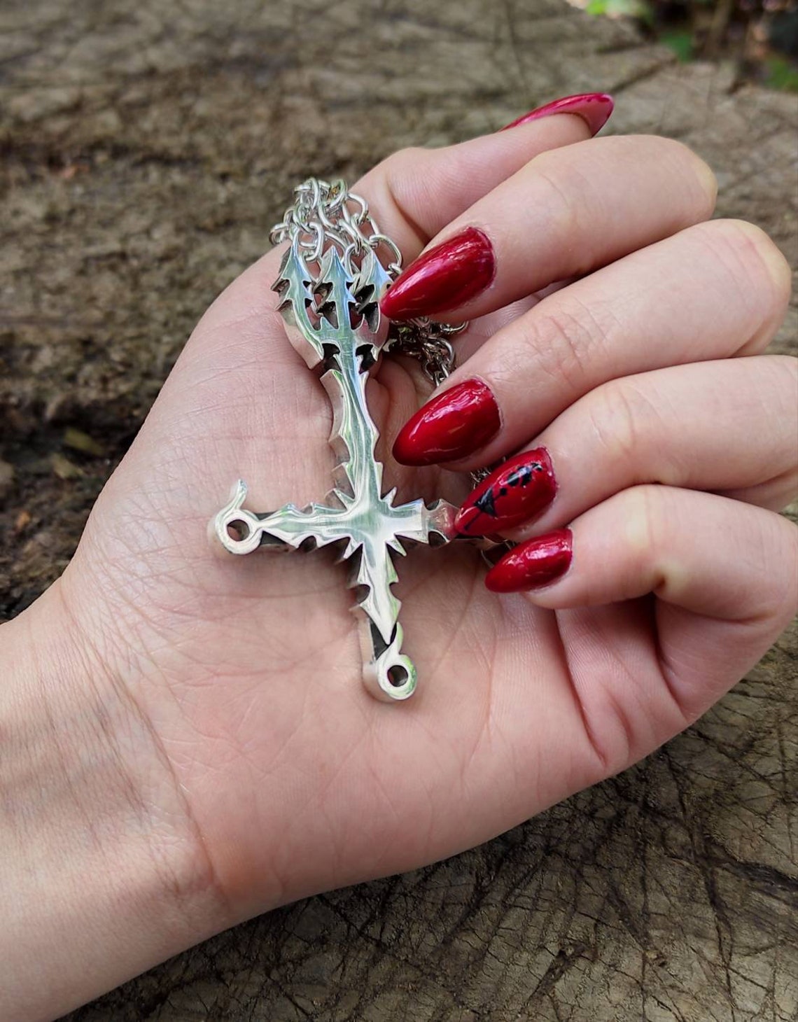 Upside Down Inverted Cross Necklace With Trident Curb Cuban - Etsy