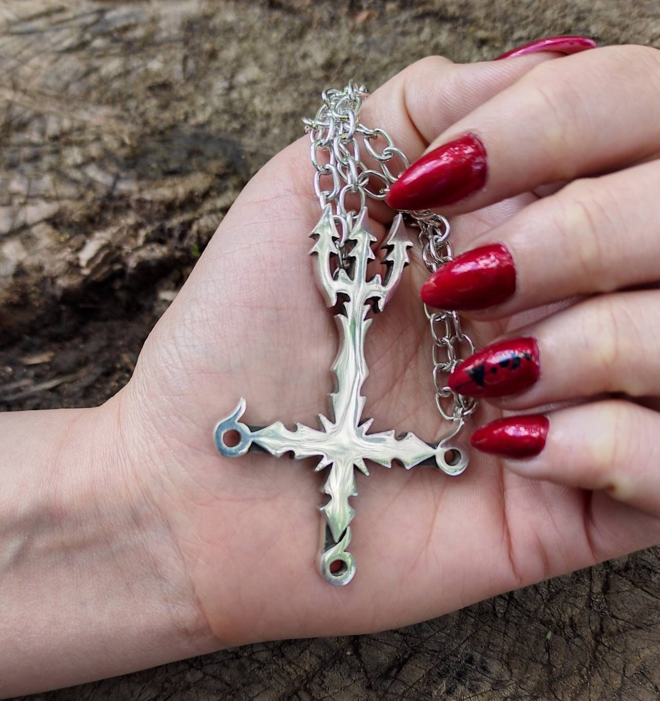Upside Down Inverted Cross Necklace With Trident Curb Cuban - Etsy