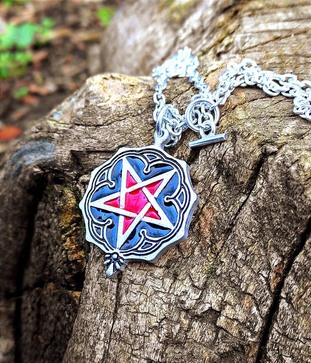 Satanic Witch Ritual Pentagram Necklace , Gothic Redhead Princess ...