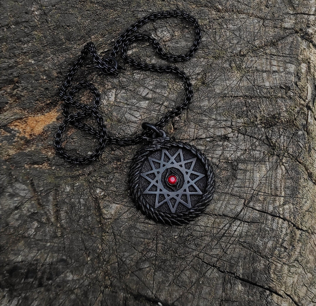 Black Ouroboros Shadow Hendecagram Dragon Necklace , World Serpent Dark ...