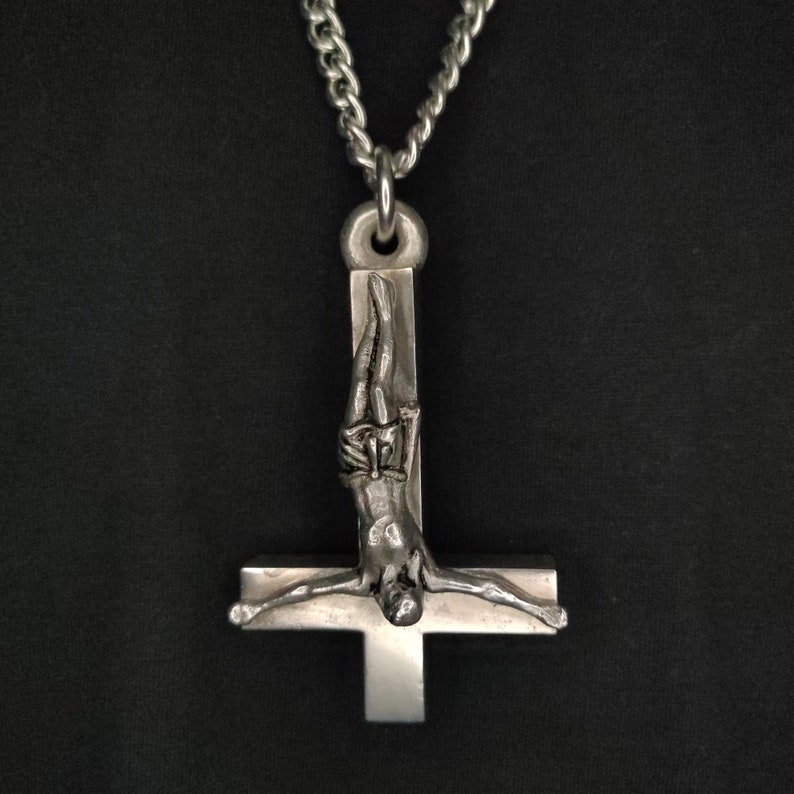 Big Inverted Crucifix Necklace Giant Curbed Chain Upside - Etsy
