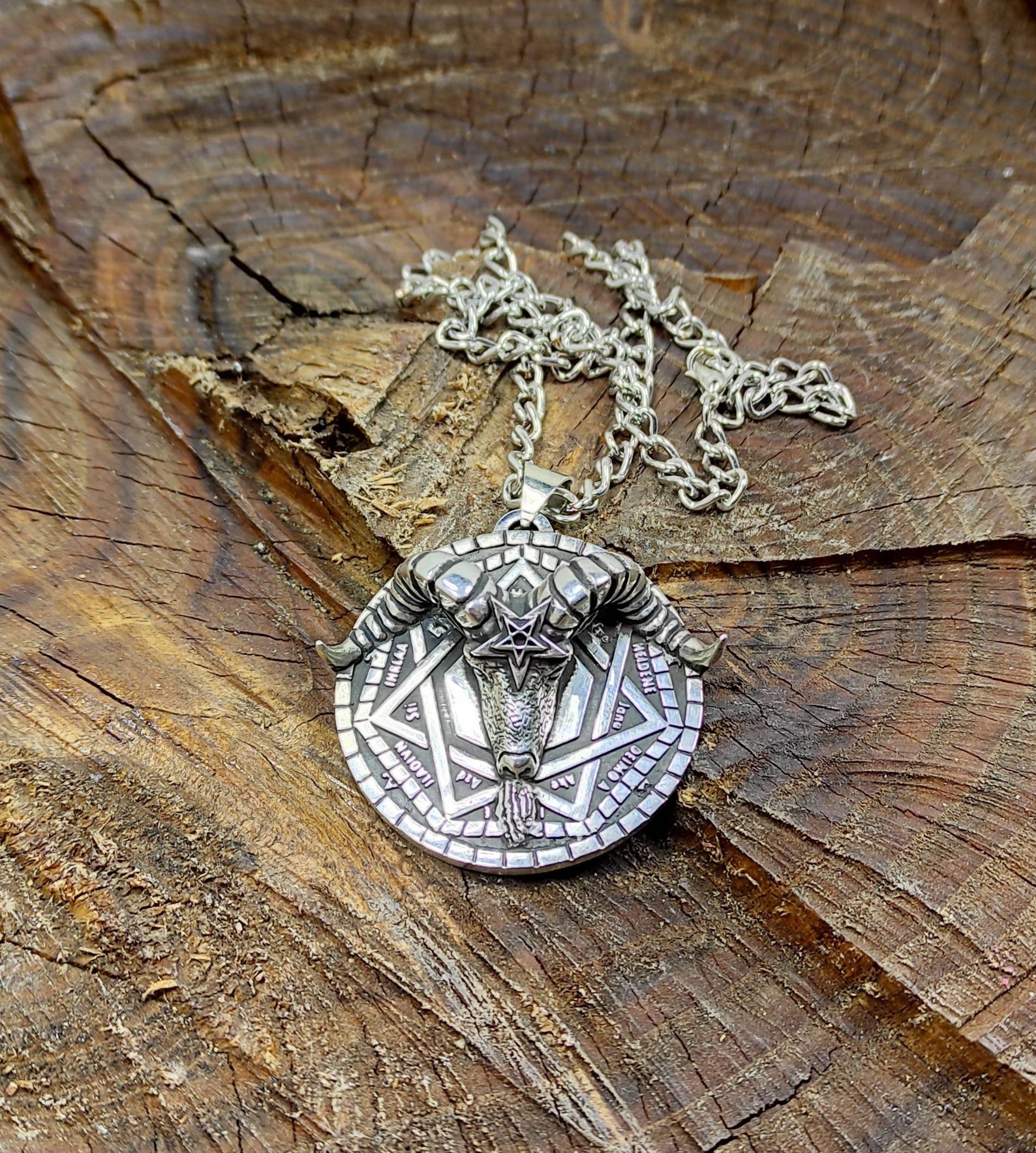 Goat Head Satanic Ritual Necklace Pentagramatron Summoning | Etsy