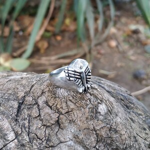 Silver Flying Bird Raven Charm Ring , Symbol of Wisdom and Prophesy Ancient Majestic Artefact ...