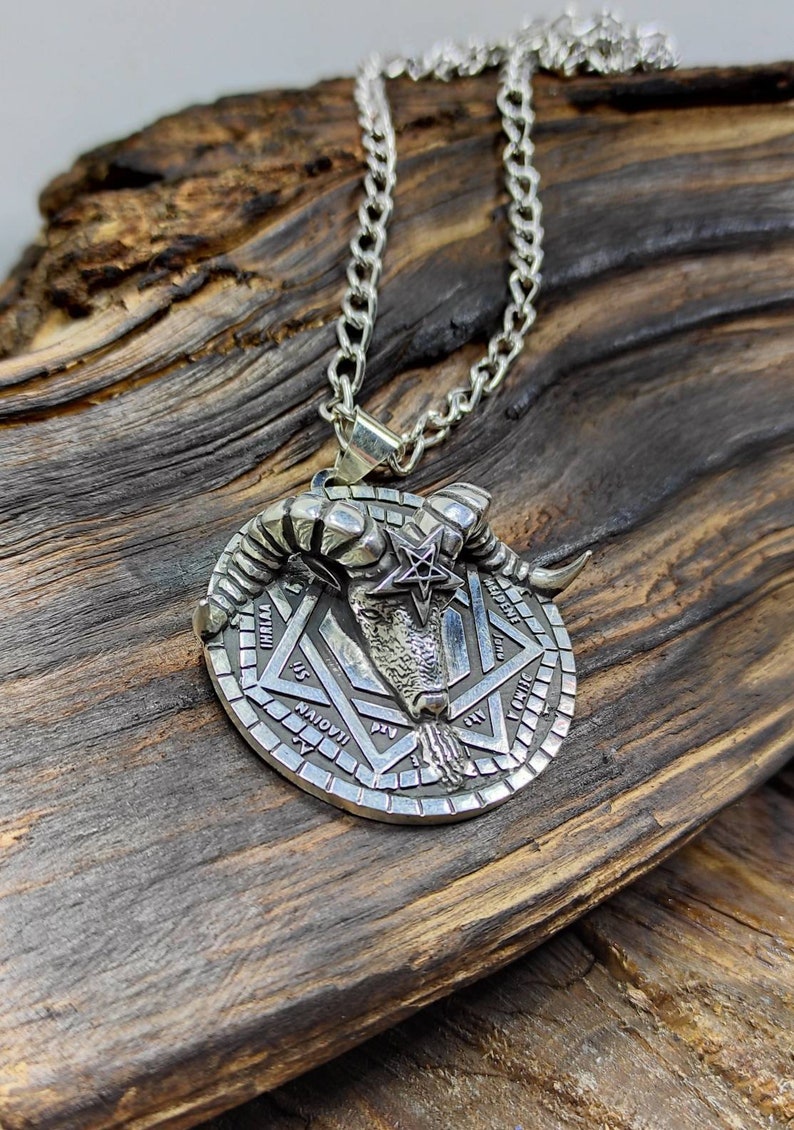 Sterling Silver Baphomet Goat's Head Satanic Medallion - Etsy