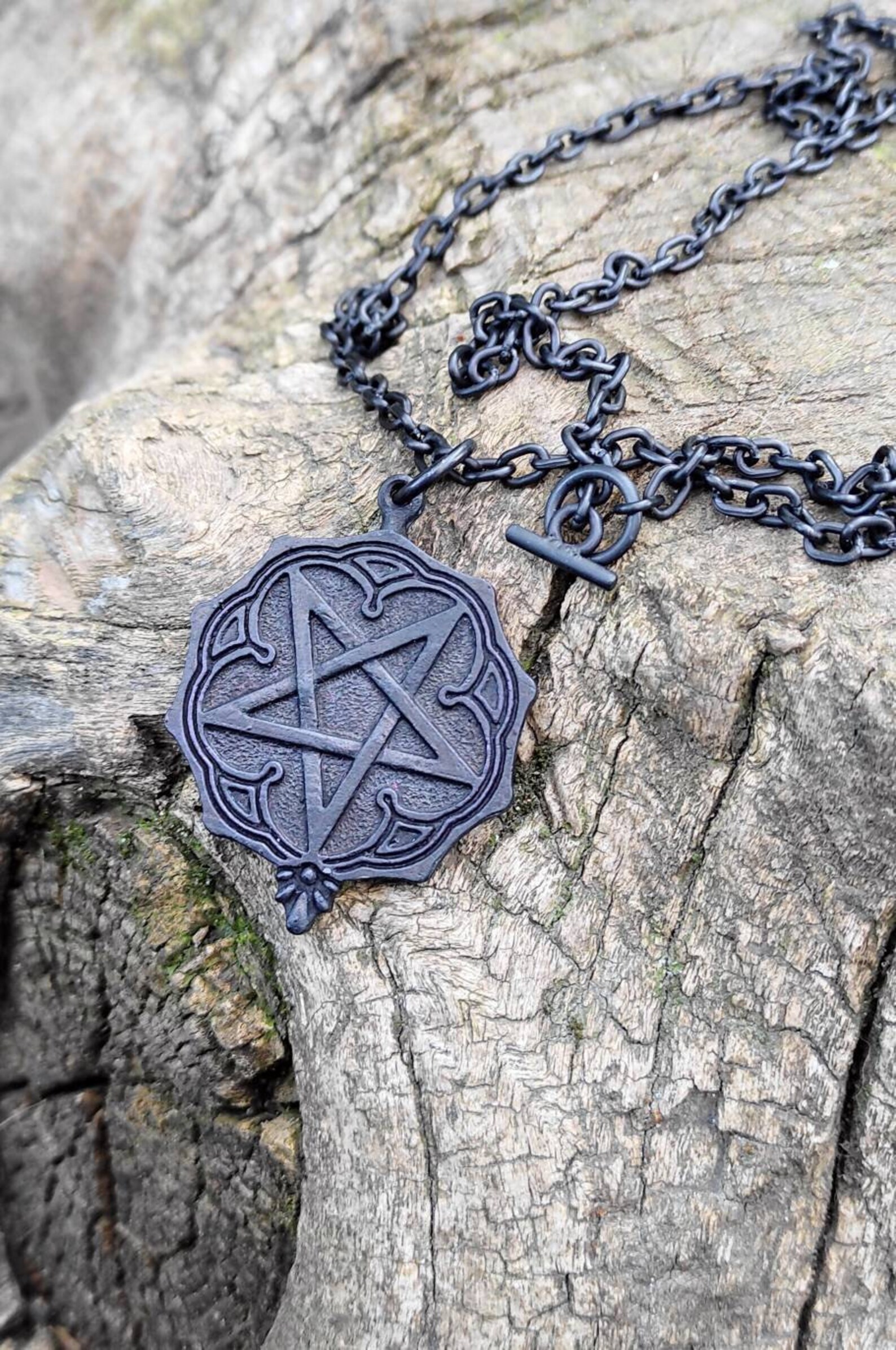 Black Lace Pentagram Necklace Shadow Pentacle Witches | Etsy