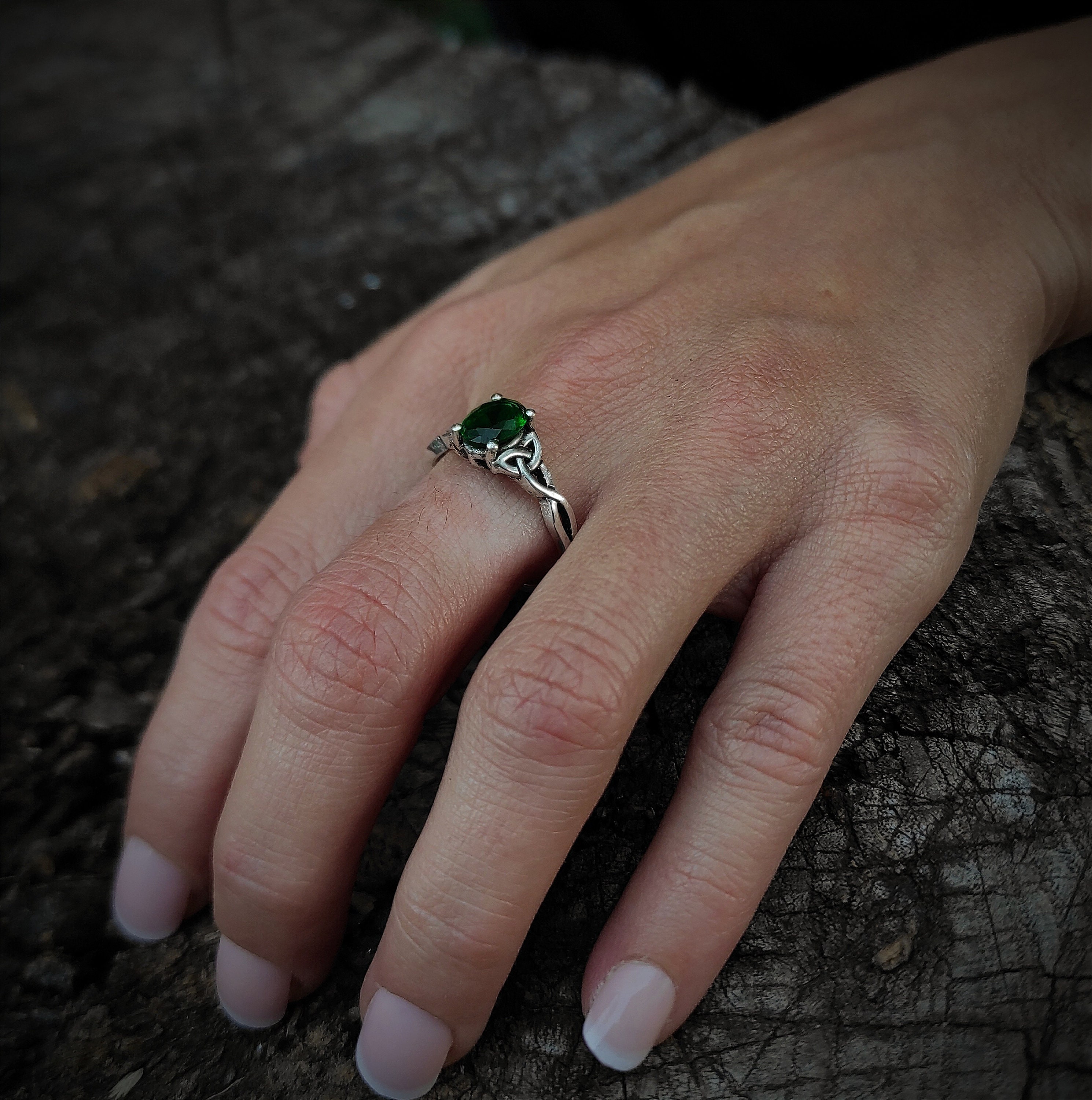 Silver Witch Triquetra Sigil Ring With Stone , Occult Witchery Symbol ...
