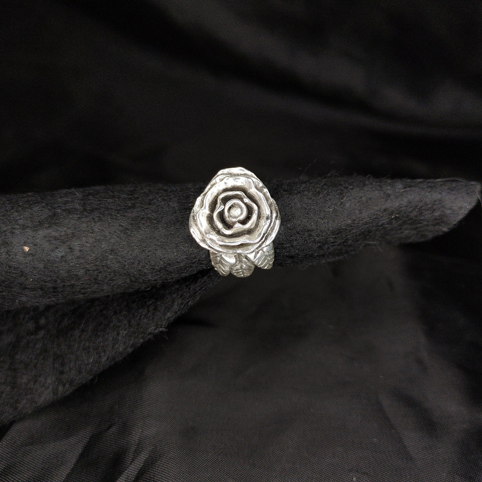 Silver Blooming Rose Ring Sculpture , Blossoming Shiny Flower Jewelry ...