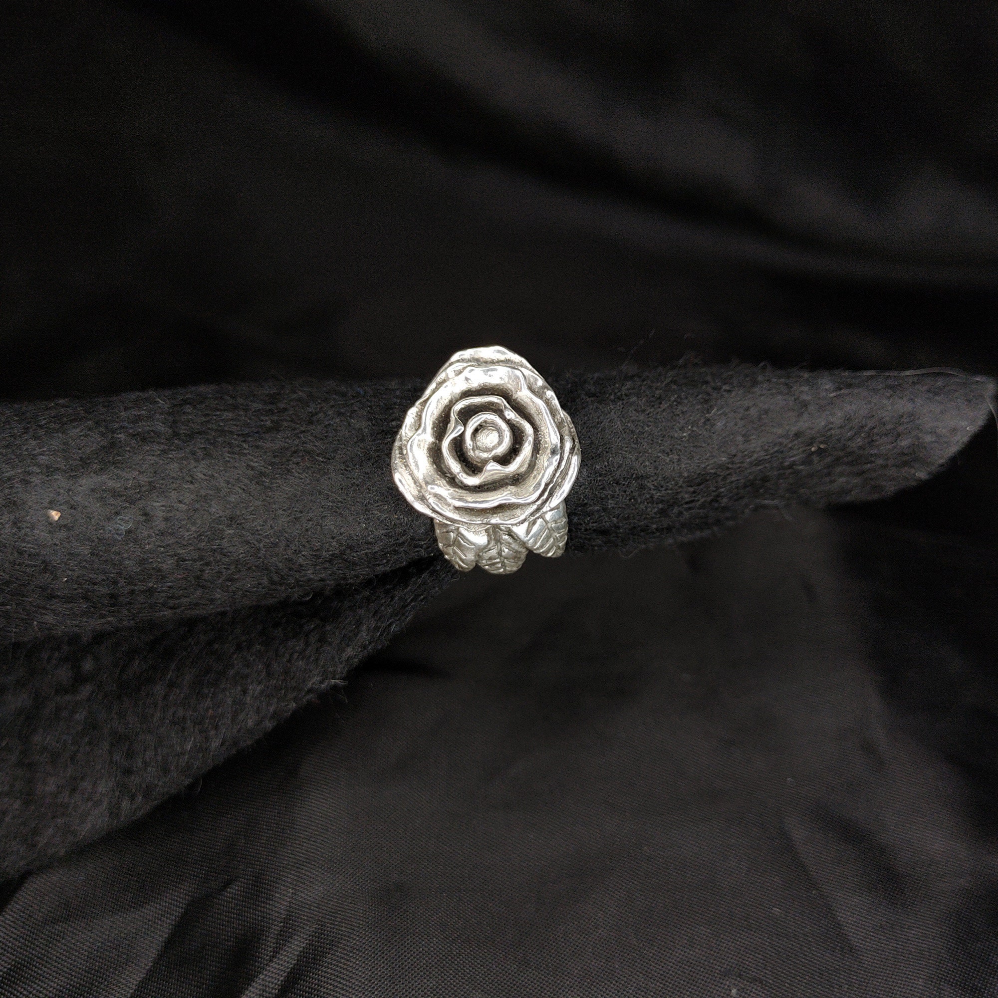 Silver Blooming Rose Ring Sculpture , Blossoming Shiny Flower Jewelry ...