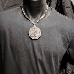 Inverted Cross and Satanic Pentagram Necklace , Big Black Metal Jewelry ...