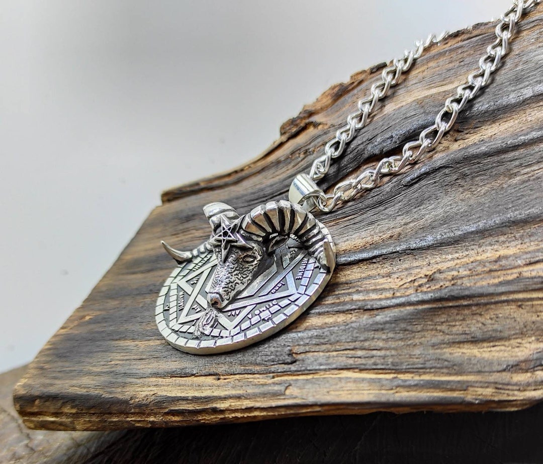 Sterling Silver Baphomet Goat's Head Satanic Medallion - Etsy
