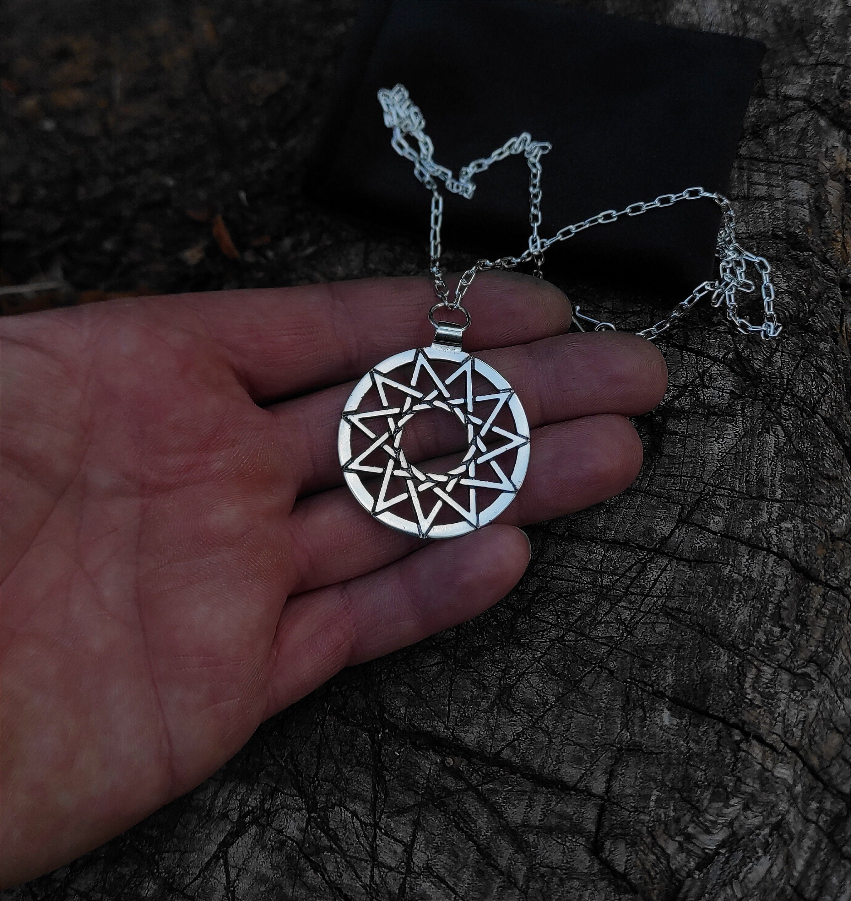 Silver Hendecagram Star Necklace , Chaos Anti Cosmic Energy Pendant ...