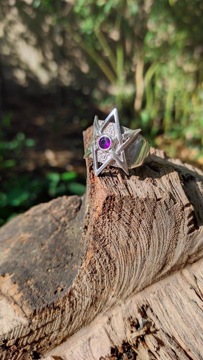 Thelemic Symbol Unicursal Hexagram Star Ring Occult | Etsy