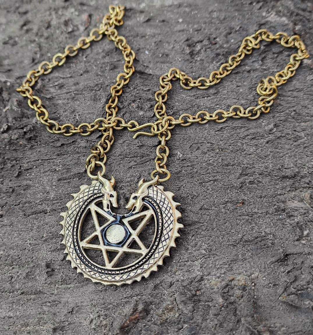 Tiamat Golden Serpent Mother Dragon Necklace Ancient - Etsy