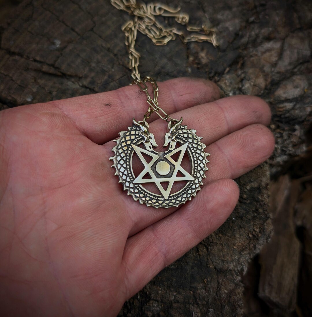 Azerate Necklace Golden Bronze Color , Tiamat Mother Dragon Pendant ...