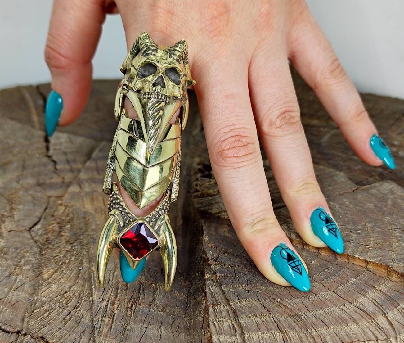 Giant Articulated Full Finger Bronze Ring Vampire Talons - Etsy