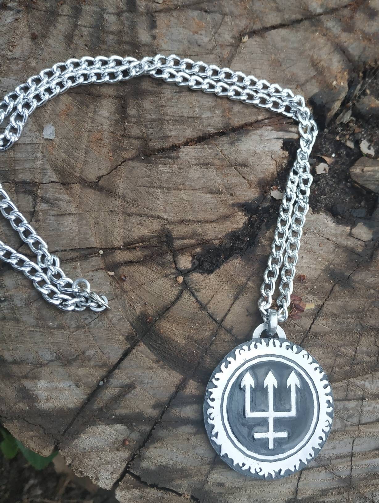 Black Metal Trident Pendant Lucifer Thelema Necklace Satanic | Etsy