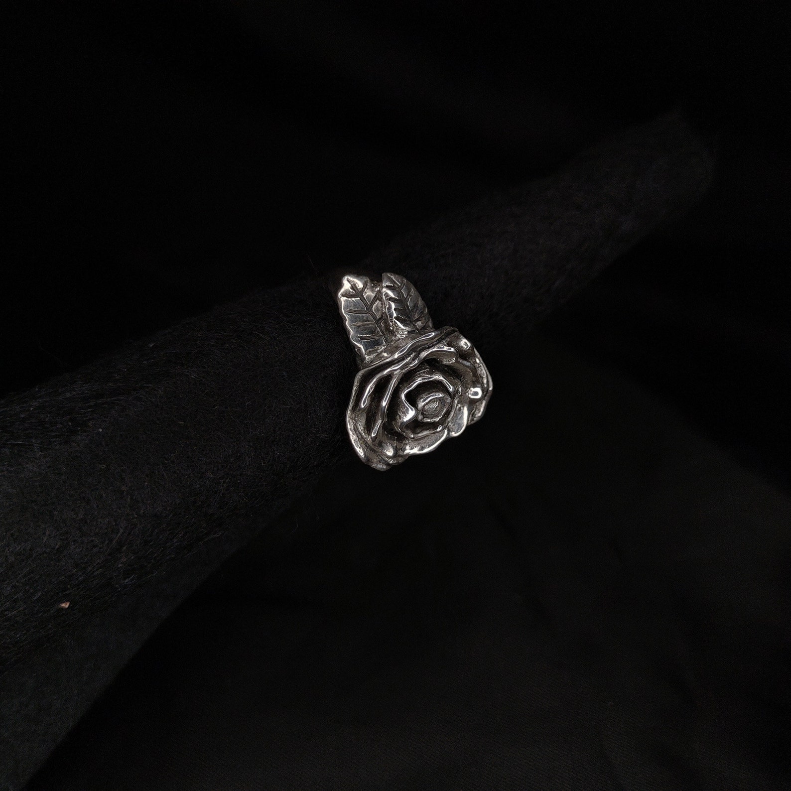 Silver Blooming Rose Ring Sculpture , Blossoming Shiny Flower Jewelry ...