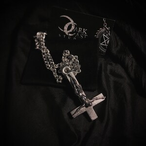 Big Inverted Crucifix Necklace , Giant Curbed Chain Upside Down Cross ...