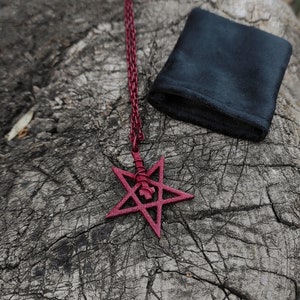Anodized Blood Red Pentagram and Inverted Cross Necklace , Satanist ...
