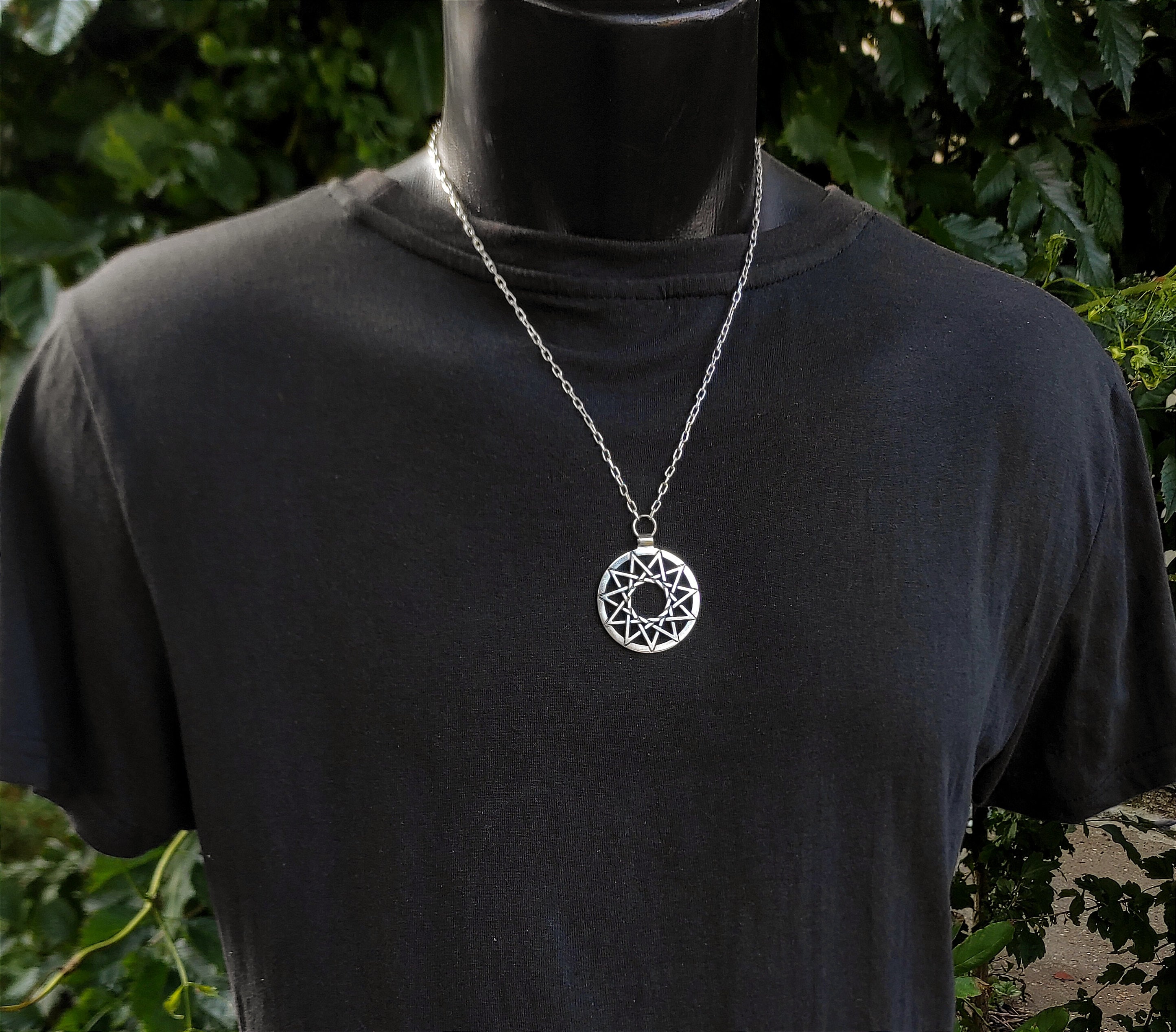Silver Hendecagram Star Necklace , Chaos Anti Cosmic Energy Pendant ...
