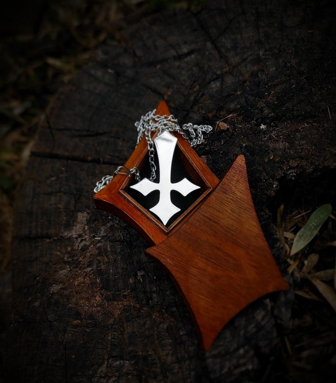 Antichristian Inverted Cross Silver Necklace , Big Satanic Crucifix ...