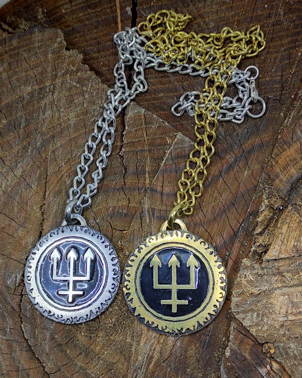 Black Metal Trident Pendant Lucifer Thelema Necklace Satanic | Etsy