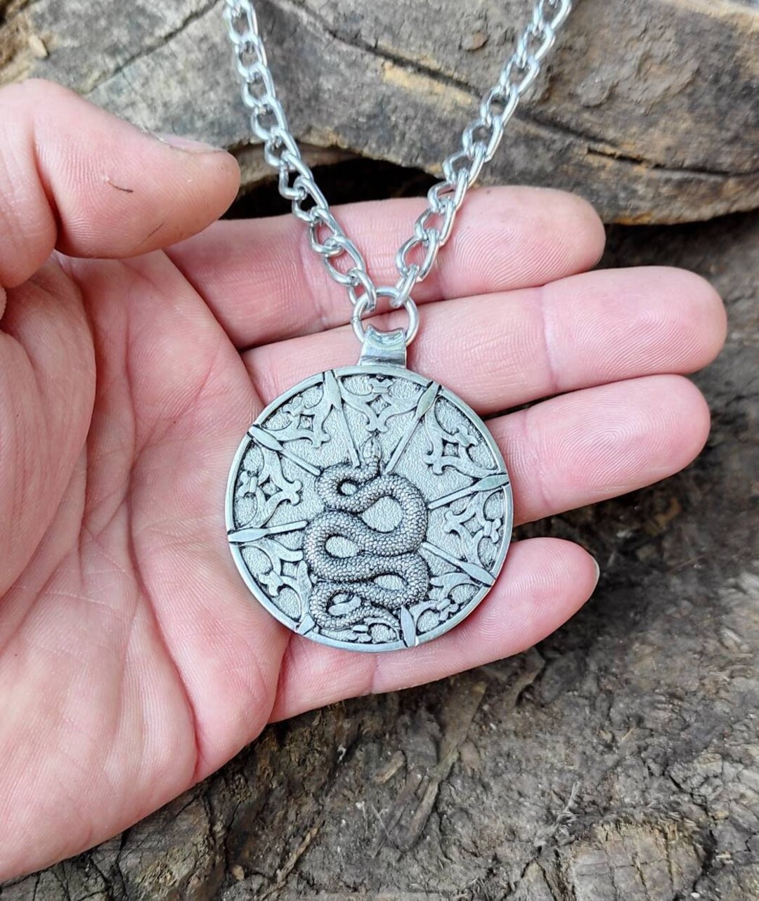 Silver Gothic Serpent Medallion Intricate Lifelike Snake - Etsy