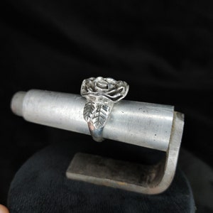 Silver Blooming Rose Ring Sculpture , Blossoming Shiny Flower Jewelry ...