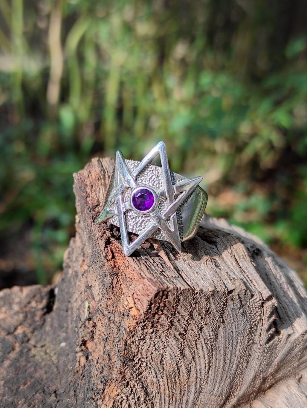 Thelemic Symbol Unicursal Hexagram Star Ring , Occult Mysterious ...