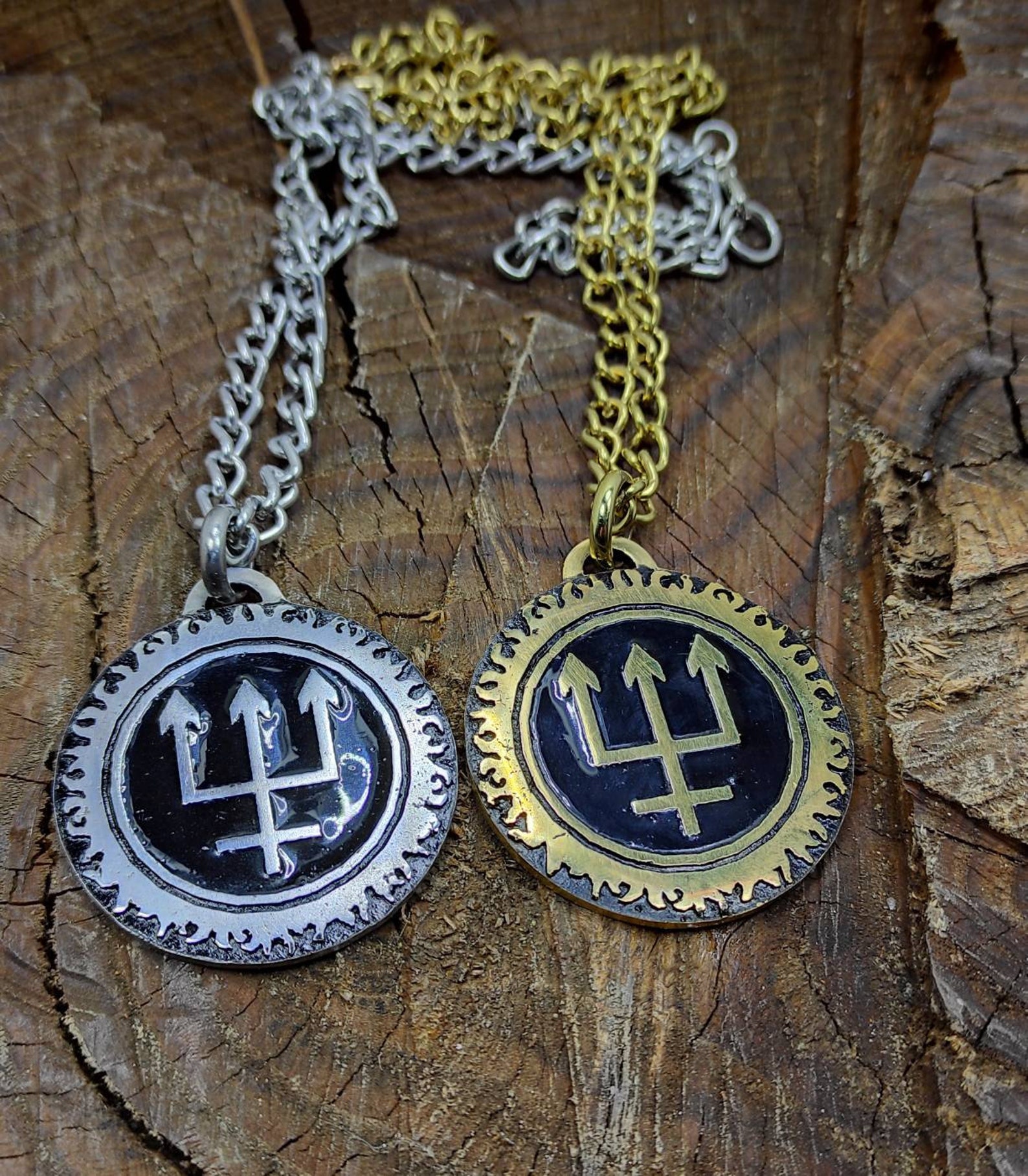 Black Metal Trident Pendant Lucifer Thelema Necklace Satanic | Etsy