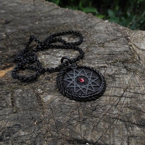 Black Ouroboros Shadow Hendecagram Dragon Necklace , World Serpent Dark ...