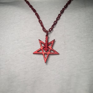 Anodized Blood Red Pentagram and Inverted Cross Necklace , Satanic ...