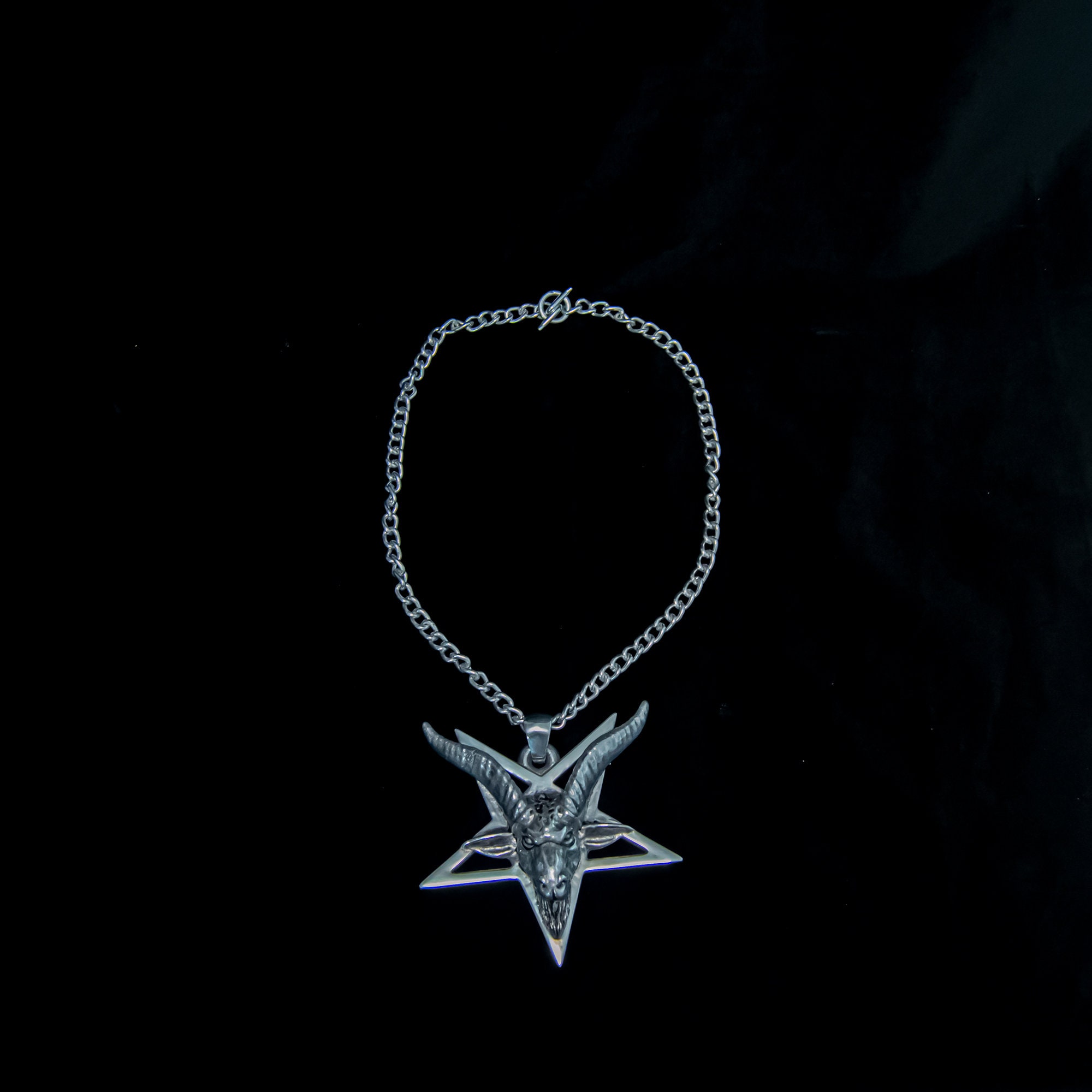 Large Satanic Goat Head Pentagram Necklace Huge Baphomet - Etsy