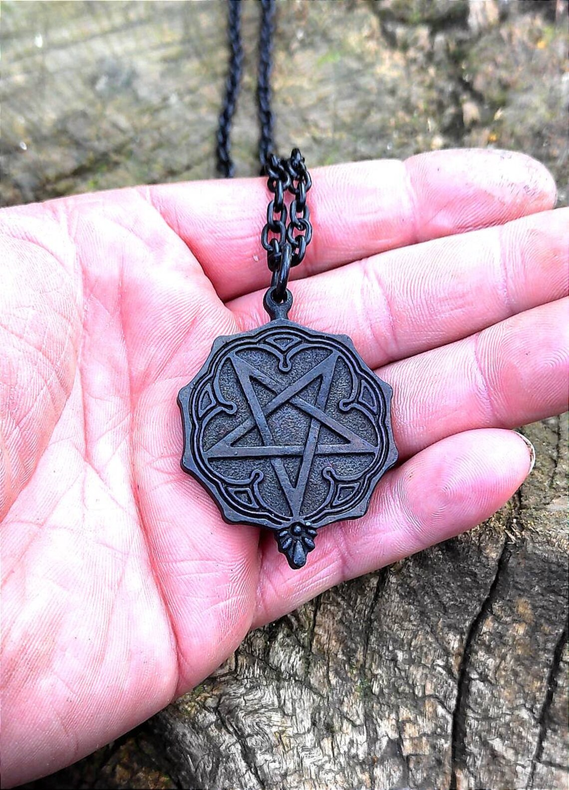 Black Lace Pentagram Necklace Shadow Pentacle Witches | Etsy